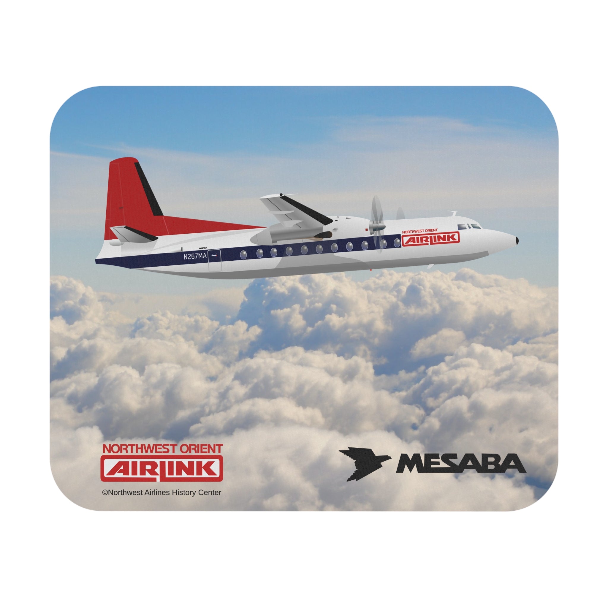Mouse Pad (Rectangle) - Northwest Airlink / Mesaba Fokker 27 in flight ...
